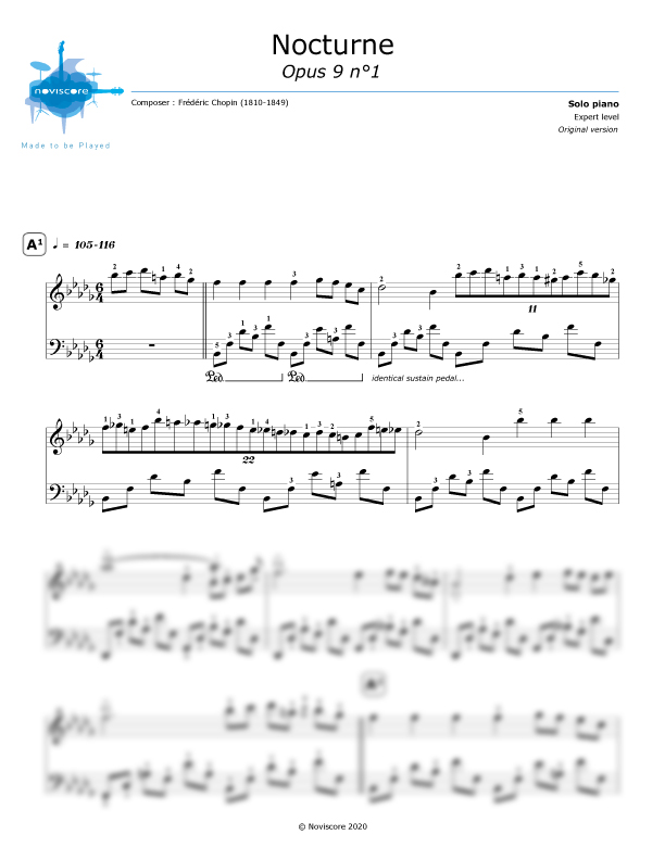 Piano sheet music Nocturne Opus 9 No. 1 (Frédéric Chopin) | Noviscore ...