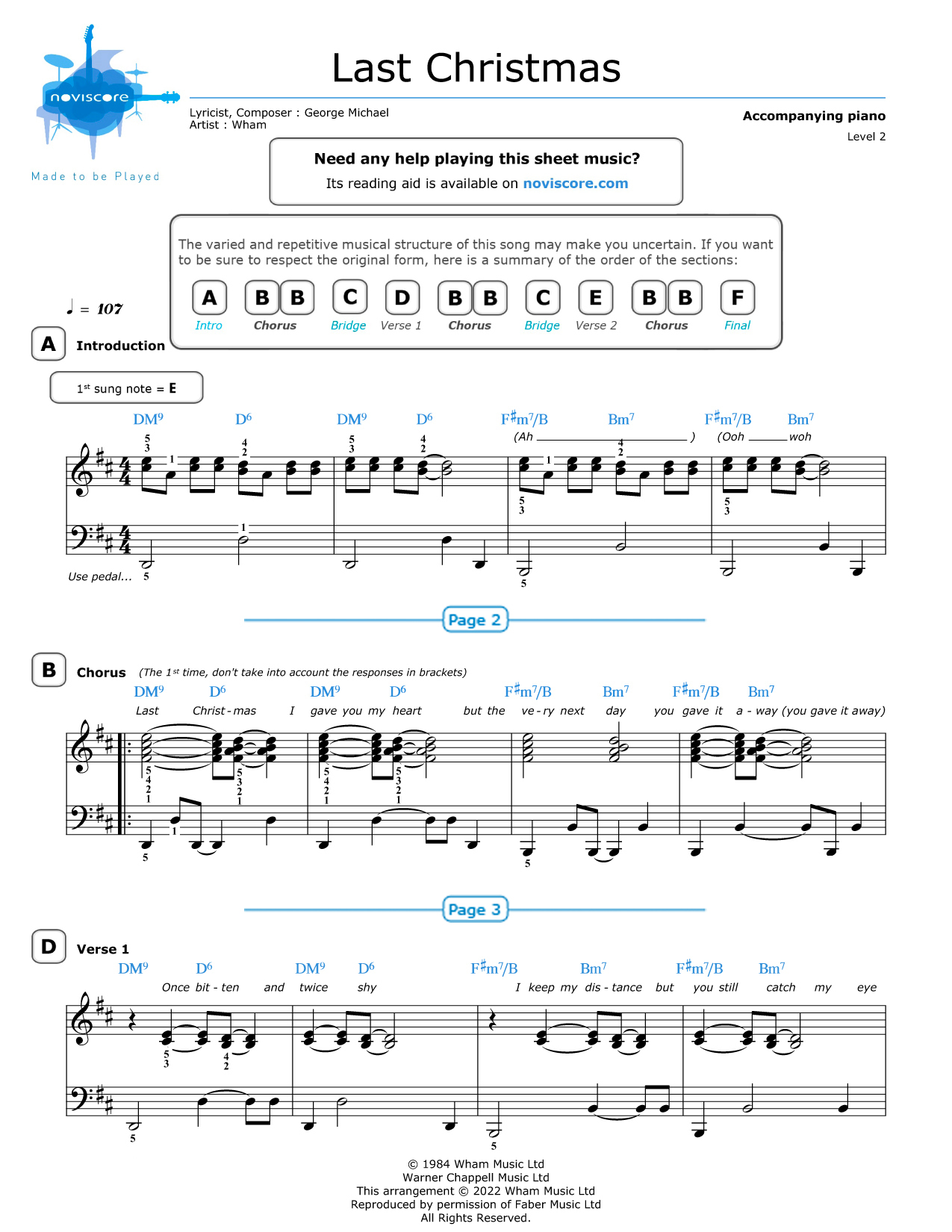 Christmas Notes On Piano